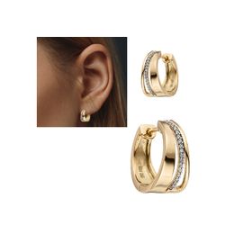 Erario D'Or Paar Creolen Klappcreolen 15mm 14Kt Gelbgold Diamanten