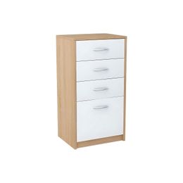 Mein-Regal Highboard, Kommode JOSH Natur/Weiß Schrank mit 4 Schubladen B: 45 cm H: 85