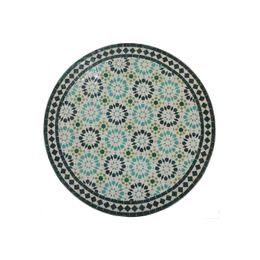 Casa Moro Gartentisch Mosaiktisch D90 Ankabut Türkis aus Marokko mit Schmiedeeisen Gestell (Kunsthandwerk aus Marokko)