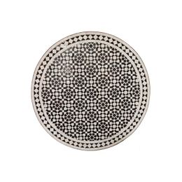 Casa Moro Esstisch Marokkanischer Mosaiktisch D90 schwarz weiß glasiert rund (mit Schmiedeeisen Gestell