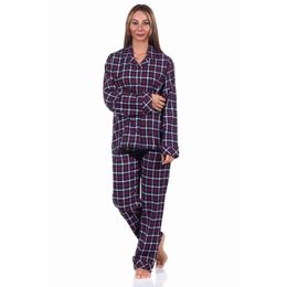 Normann Pyjama Damen Flanell-Pyjama-Set mit langen Ärmeln