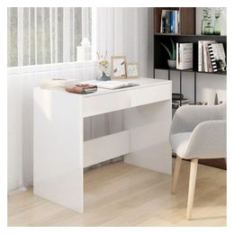 furnicato Schreibtisch Hochglanz-Weiß 101x50x76