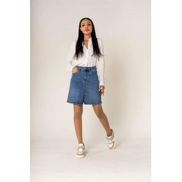 Nina Carter Sommerrock 5-Pocket Mini Jeansrock mit Schlitz Knie Lang Stretch Denim 7553 in Blau