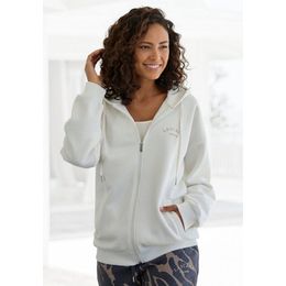 Lascana Kapuzensweatjacke -Sweatjacke mit Kapuze mit seitlichen Taschen und Innen angeraut, Loungewear, Loungeanzug, beige