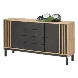 Stella Trading Sideboard Volano in Schwarz/Eiche Artisan