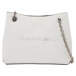 Calvin Klein Jeans Schultertasche SCULPTED SHOULDER BAG24 MONO, mit großflächigem Markenlogo vorne Handtasche Damen Tasche Damen, weiß