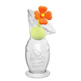 Milchpumpe mit Saugfuss 100ml + Blumenverschluss Set - Orange