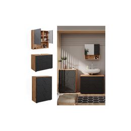 VICCO Badm&ouml;bel-Set Irma Eiche Anthrazit 3-teilig Kommode Waschbeckenschrank 80 cm