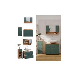 VICCO Badm&ouml;bel-Set Irma Eiche Gr&uuml;n 3-teilig Midischrank 81 cm Waschbeckenschrank 80 cm