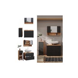 VICCO Badm&ouml;bel-Set Irma Eiche Anthrazit 3-teilig Midischrank 81 cm Waschbeckenschrank 80 cm