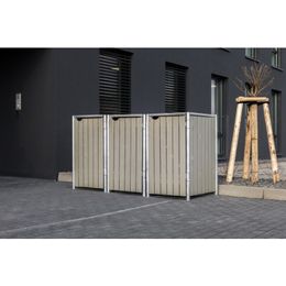 HIDE Mülltonnenbox 240 l natur grau 3-fach