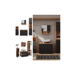 VICCO Badm&ouml;bel-Set Irma Eiche Anthrazit 4-teilig Hochschrank Midischrank 95 cm