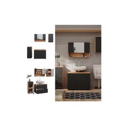 VICCO Badm&ouml;bel-Set Irma Eiche Anthrazit 4-teilig Midischrank 81 cm H&auml;ngeschrank
