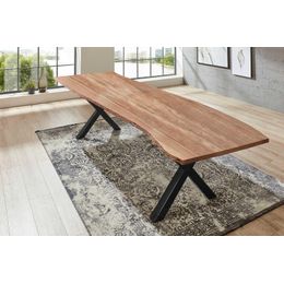 Esstisch Baumkante massiv Akazie natur 280 x 100 schwarz XAVER