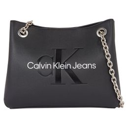 Calvin Klein Jeans Schultertasche SCULPTED SHOULDER BAG24 MONO, mit großflächigem Markenlogo vorne Handtasche Damen Tasche Damen, schwarz