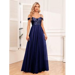 ZWY Abendkleid Off-Shoulder-Hosenträger-Abendkleid mit doppeltem V-Ausschnitt Gespleißtes Partykleid. Elegantes A-Linien-Tüllkleid