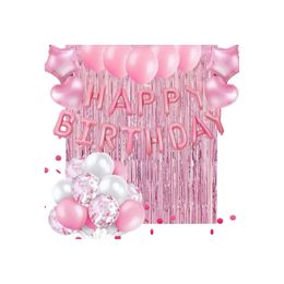 Montegoni Luftballon Rosa Geburtstagsdeko für Mädchen mit Happy Birthday Girlande