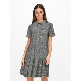 Jacqueline de Yong Shirtkleid Lockeres Mini Print Kleid Blusen Kurzarm Dress JDYPIPER (knielang) 4880 in Schwarz