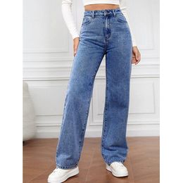 ZWY Gerade Jeans Straight-Jeans Damen Hoher Taille Jeanshosen