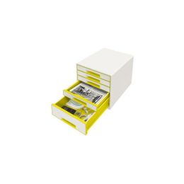 Leitz Schubladenbox wow cube 5 Schubladen din A4 Polystyrol Gehäusefarbe: weiß Farbe der Schublade: gelb/weiß