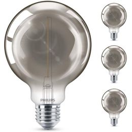 Led Lampe ersetzt 11W, E27 Globe G93, grau, warmweiß, 115 Lumen, nicht dimmbar, 4er Pack - grey - Philips
