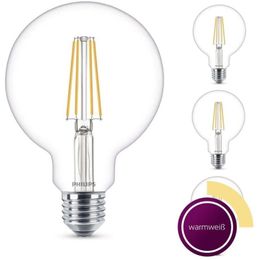 Led Lampe ersetzt 60W, E27 Globe G93, klar -Filament, warmweiß, 806 Lumen, nicht dimmbar, 4er Pack - transparent - Philips