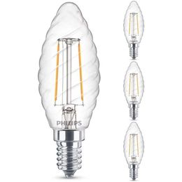 Led Lampe ersetzt 25W, E14 Kerzeform ST35, klar, warmweiß, 250 Lumen, nicht dimmbar, 4er Pack - transparent - Philips