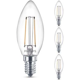 Led Lampe ersetzt 25W, E14 Birne B35, klar, warmweiß, 250 Lumen, nicht dimmbar, 4er Pack - transparent - Philips