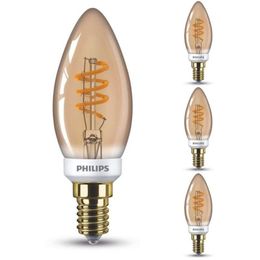Led Lampe ersetzt 15W, E14 Kerzenform B35, gold, warmweiß, 136 Lumen, dimmbar, 4er Pack - yellow - Philips