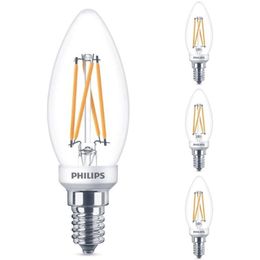 Led Lampe ersetzt 40 w, E14 Kerzenform B35, klar, warmweiß, 475 Lumen, dimmbar, 4er Pack - transparent - Philips