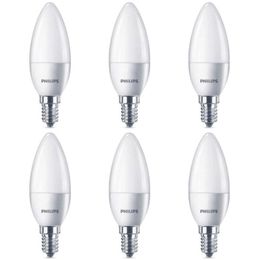 Philips LED Lampe ersetzt 40W, E14 Kerzenform B35, weiß, warmweiß, 470 Lumen, nicht dimmbar, 6er Pack - white