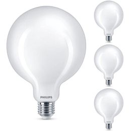 Philips - led Lampe ersetzt 75W, E27 Globe G120, weiß, warmweiß, 1055 Lumen, nicht dimmbar, 4er Pack - white