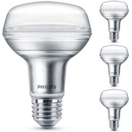 Philips - led Lampe ersetzt 60W, E27 Reflektor R80, klar, warmweiß, 345 Lumen, nicht dimmbar, 4er Pack - grey
