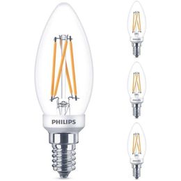 Led Lampe ersetzt 25 w, E14 Kerzenform B35, klar, warmweiß, 270 Lumen, dimmbar, 4er Pack - transparent - Philips