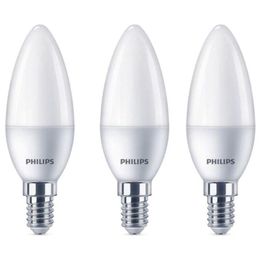 Led Lampe ersetzt 40W, E14 Kerzenform B35, weiß, warmweiß, 470 Lumen, nicht dimmbar, 3er Pack - white - Philips