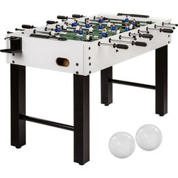 GAMES PLANET® Tischkicker - Stabil, Höhenverstellbar, 2 Bälle, Getränkehalter, Torzähler, für Kinder, Erwachsene, Turnier, Profi, Weiß - Kickertisch,