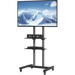 Tv Ständer mit Rollen Universal 1510-1696 mm Höhenverstellbar, 100 x 100 mm, 400 x 600 mmm 59,8 kg Belastbar Bodenständer Standfuß Mobil Wagen