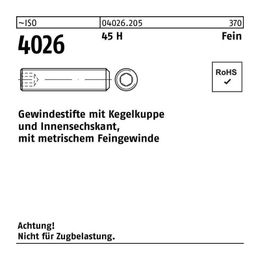 Gewindestift ISO 4026 Kegelkuppe/Innen-6-kant M 8 x 1 x 30 45 H