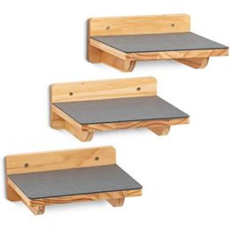 Katzentreppe 3 Stufen 22 x 24 x 10 cm Holz Filz Kletterwand Katzenleiter