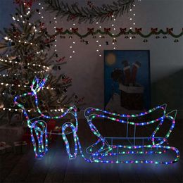 Bonnevie - Weihnachtsdekoration Rentiere und Schlitten Outdoor 252 LEDs vidaXL77860