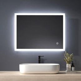 Led Badezimmerspiegel Badspiegel mit Beleuchtung IP44 Energiesparend Wandspiegel, 6500K Kaltes Weißes Licht Beleuchtung Touchschalter 120x60cm