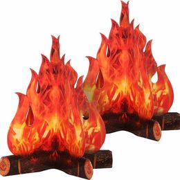 3D Dekorativer Cardon-Bonfire-Zentrum künstlicher Feuer Falm Flame-Papierdekoration Fair Flamme Flammenlampe (orange rot)
