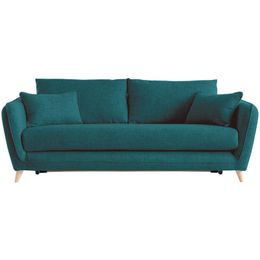 Miliboo - Sofa skandinavisch 3 Plätze pfauenblau creep - Blaues Öl