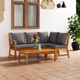 4-tlg. Garten-Lounge-Set, Gartenmöbel, Sitzgruppe Gartenset mit Auflagen Massivholz Akazie LLOAQ240848 MAISONCHIC