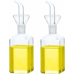 Set mit 2 Glasflaschen für Olivenöl, Essig, Messbecher mit Ausgießer für Küche und Grill (250 ml) - Rhafayre