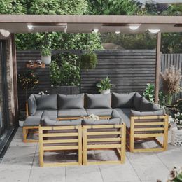 10-tlg. Garten-Lounge-Set,Gartenmöbel-Set mit Auflagen Massivholz Akazie vidaXL
