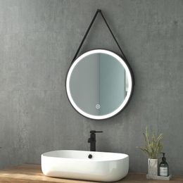 Badspiegel mit Beleuchtung led Badezimmerspiegel Rund Wandspiegel 50cm Kaltweißes Licht - Heilmetz