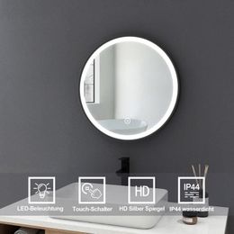 Badspiegel Rund led 50cm Spiegel mit Beleuchtung Badezimmerspiegel mit Touch Wandspiegel Badspiegel - Meykoers