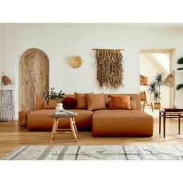 Onyx – modulare 4-sitzer wohnlandschaft ecksofa beidseitig montierbar – aus stoff - rostfarben - Rostfarben