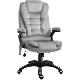 Vinsetto Massage Sessel, Bürostuhl mit Massagefunktion, Gaming Stuhl, höhenverstellbarer Chefsessel, ergonomischer Drehstuhl, PU-Räder, Grau, 67 x 74 x